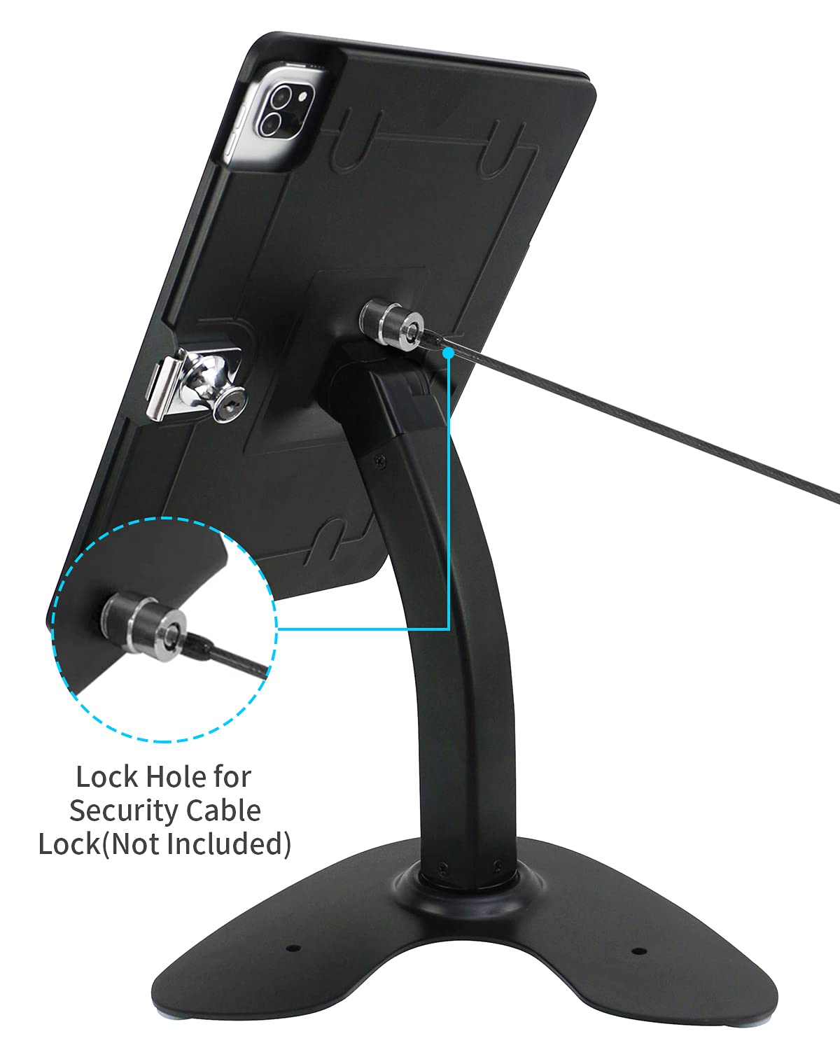 CarrieCathy Desktop Wall Mount Anti-Theft Security Kiosk POS Stand Holder Enclosure for 2022 2021 2020 2018 iPad Pro 12.9", Flip & 360° Swivel Design