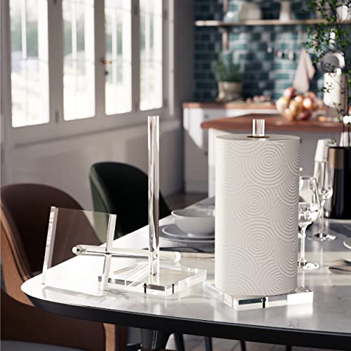 Antimbee Countertop Towel Paper Holder, Transparent Roll Papertowel Dispenser Stand