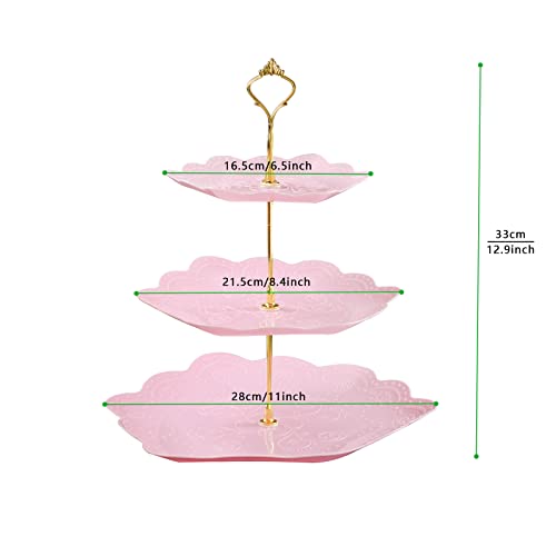 3 Pcs 3-Tier Cupcake Stand Fruit Plate Cakes Stand Tower for Halloween Wedding Home Birthday Tea Party Serving Platter (Hexagon)