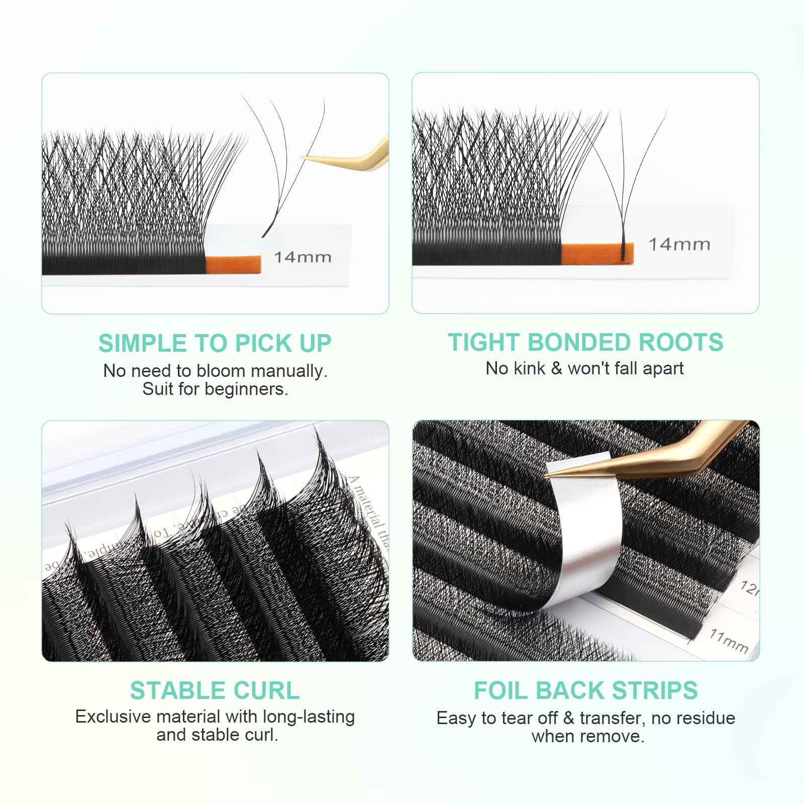 NAGARAKU W Eyelash Extension 3D Volume Premade Fan 0.07mm C curl 8-15mm mix Faux Mink Matte Black Cluster Easy Fanning yy Eye Lashes