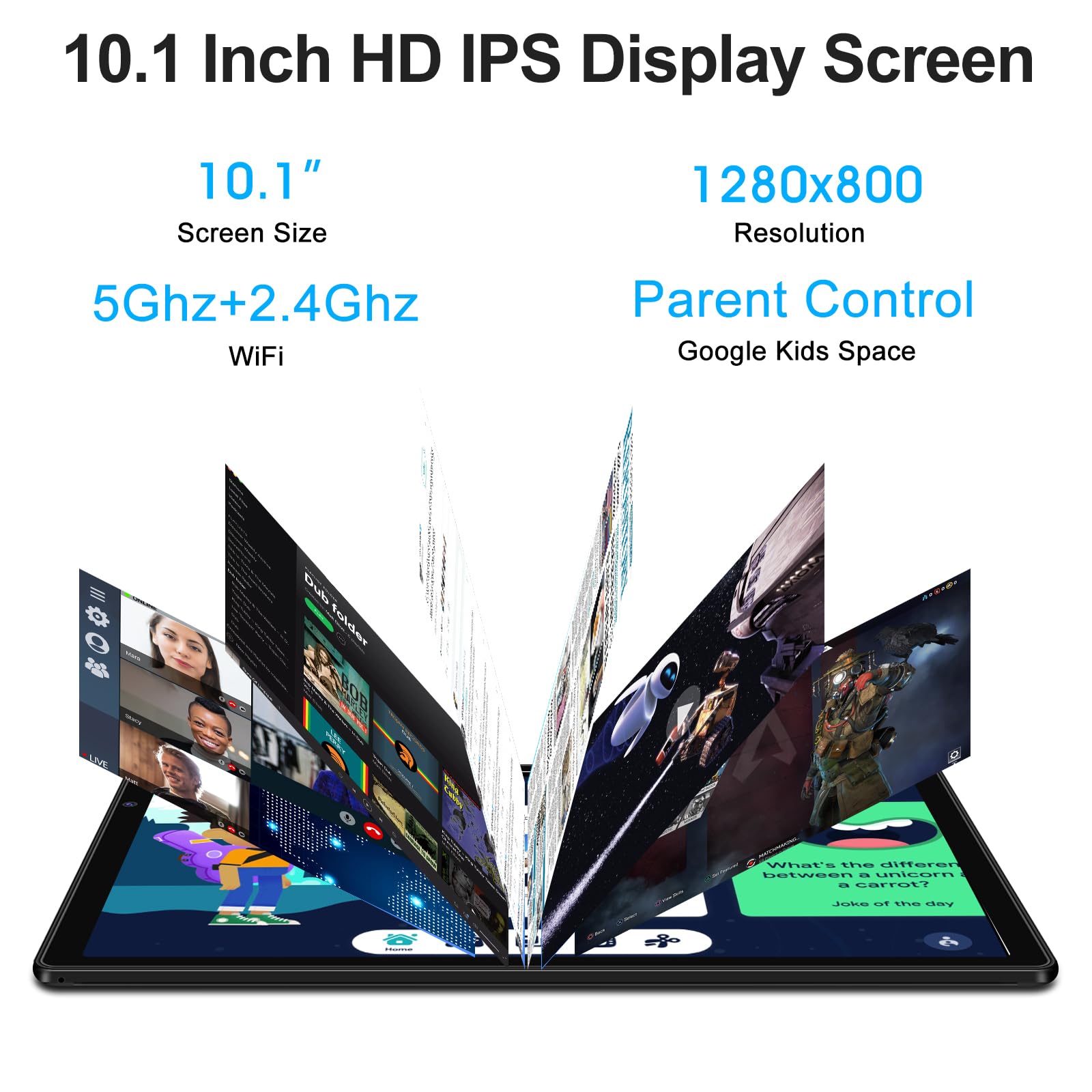 2024 Tablet 10 inch Android 13 Tablets with Octa-Core, 14GB RAM 128GB ROM, 8000mAh Battery, Drop-Proof Case, TF 512GB, HD IPS Touchscreen, 5G/2.4G WiFi, Bluetooth 5.0, GPS, Split Screen Support -Black
