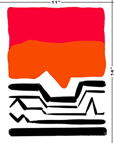 Modern Abstract Wall Art - Set of 3-11x14" UNFRAMED Prints - Geometric Contemporary Wall Decor - Scandinavian, Nordic, Mid Century Modern Decor - Yellow, Teal, Red, Orange Wall Prints