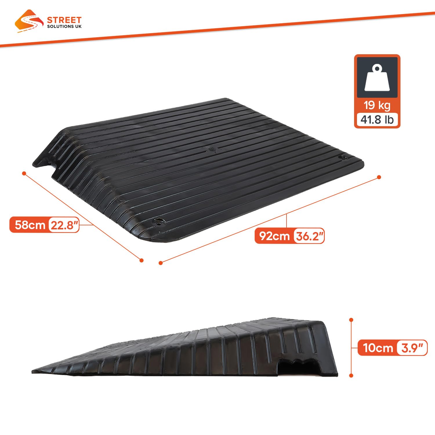 4” Wheelchair Curb Ramp, Single Wheelchair Curb Ramp for Accessibility & Ease, Suitable as a Motorcycle Ramp, Wheelchair Ramp or Threshold Ramp, Driveway Curb Ramps, Disability Assistance Rubber Ramp
