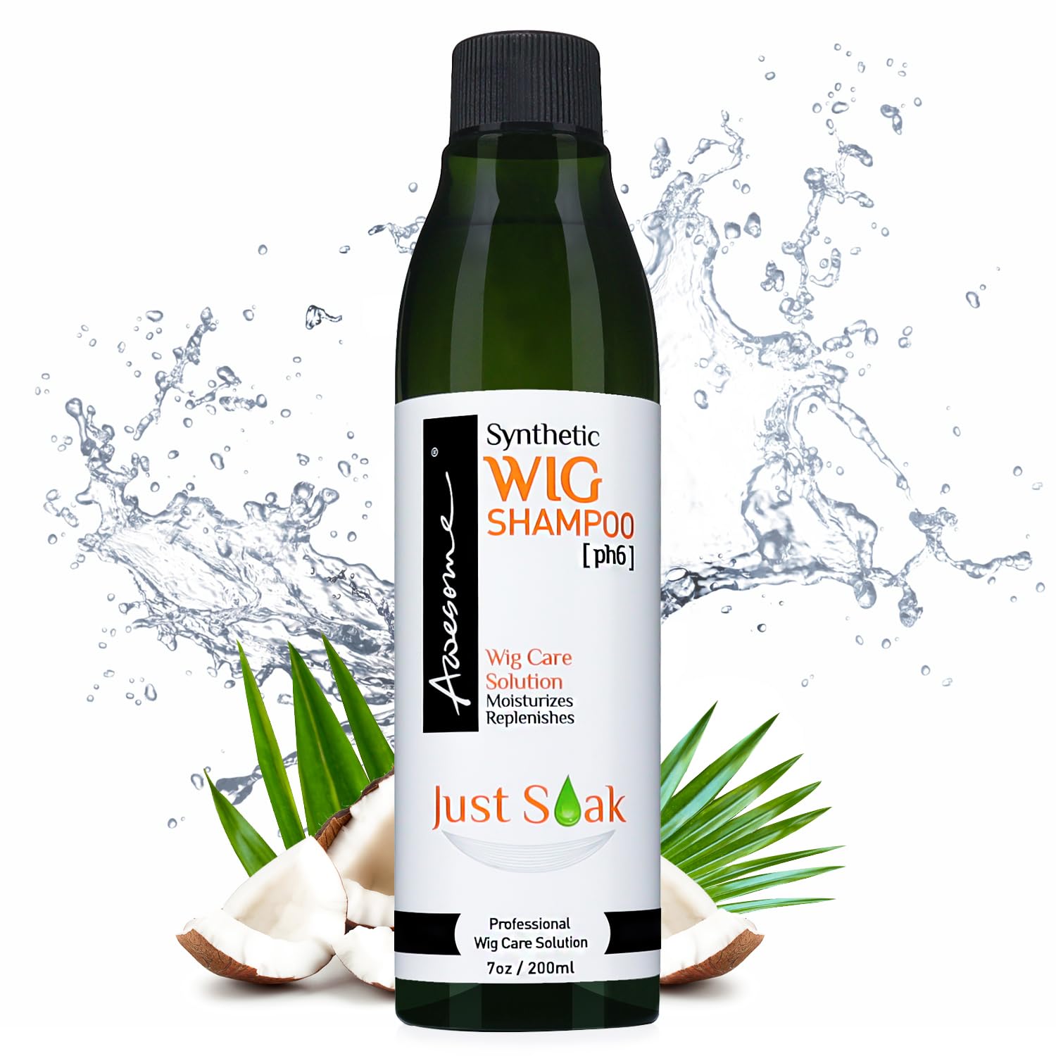 Awesome Synthetic Wig Shampoo, pH6, Detangle and Anti-Frizz, Adds Body & Volume, Hydrates & Moisturizes, Promotes Silkiness & Shine, Easy Combing, Contains Coconut Oil,7 fl oz