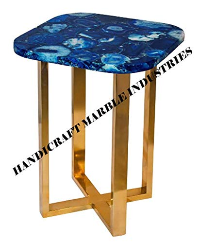30" Inch Agate Square Table, Natural Agate Table, Square Coffee Table, Blue Agate Table, Square Agate Stone Table