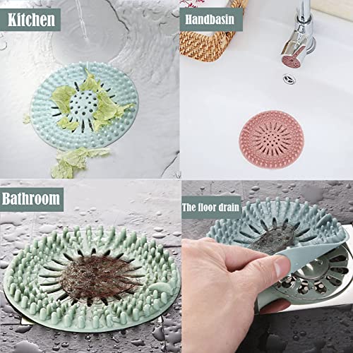 4 Pack Shower Drain Hair Catcher Silicone Hair Stopper,Sink Strainers,Shower Drain Covers, Easy to Install and Clean, Suit for Bathroom Bathtub and Kitchen.