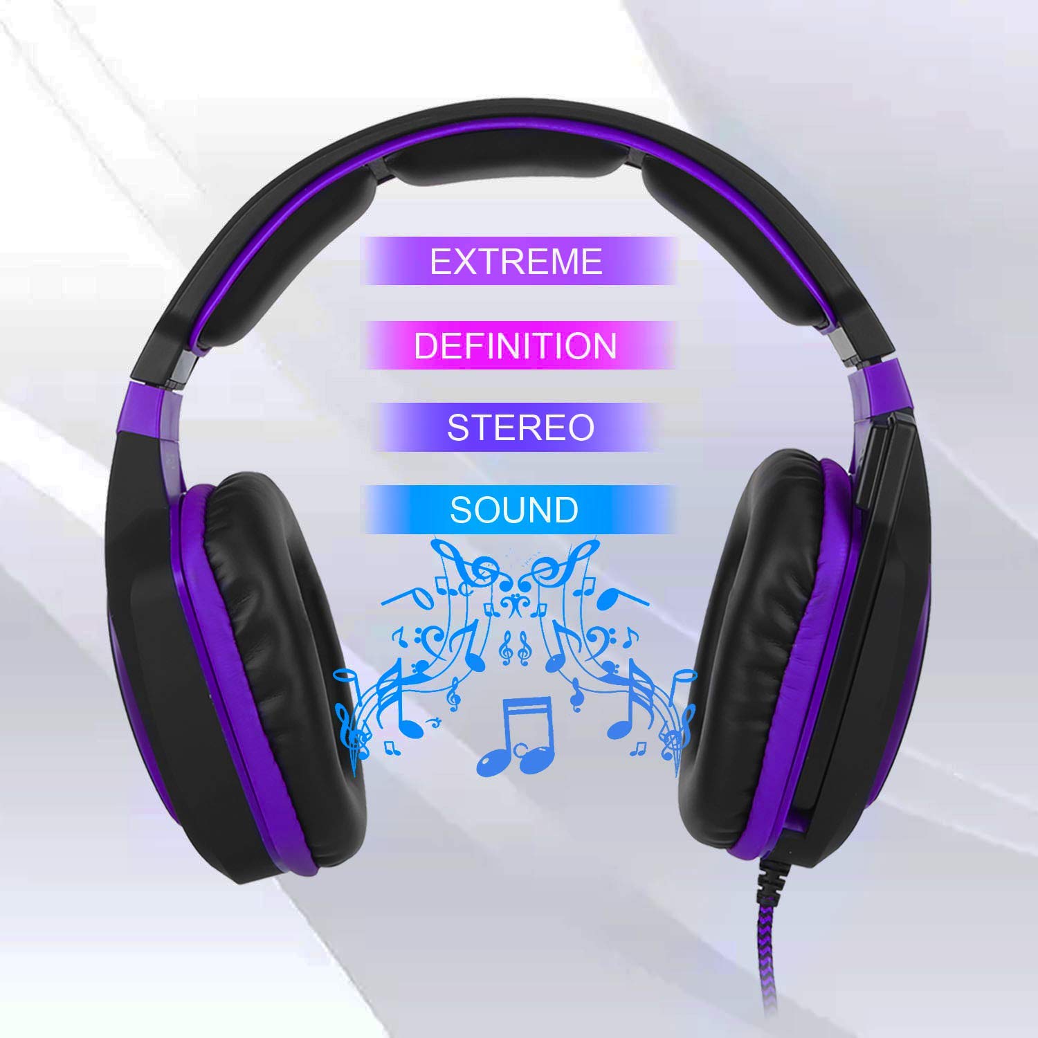 Anivia Gaming Headset Bass Surround Sound Stereo PS4 Headset with Flexible Microphone Volume Control Noise Canceling Mic Over-Ear Headphones Compatible for PS4 Xbox one Laptop PC Mac Purple