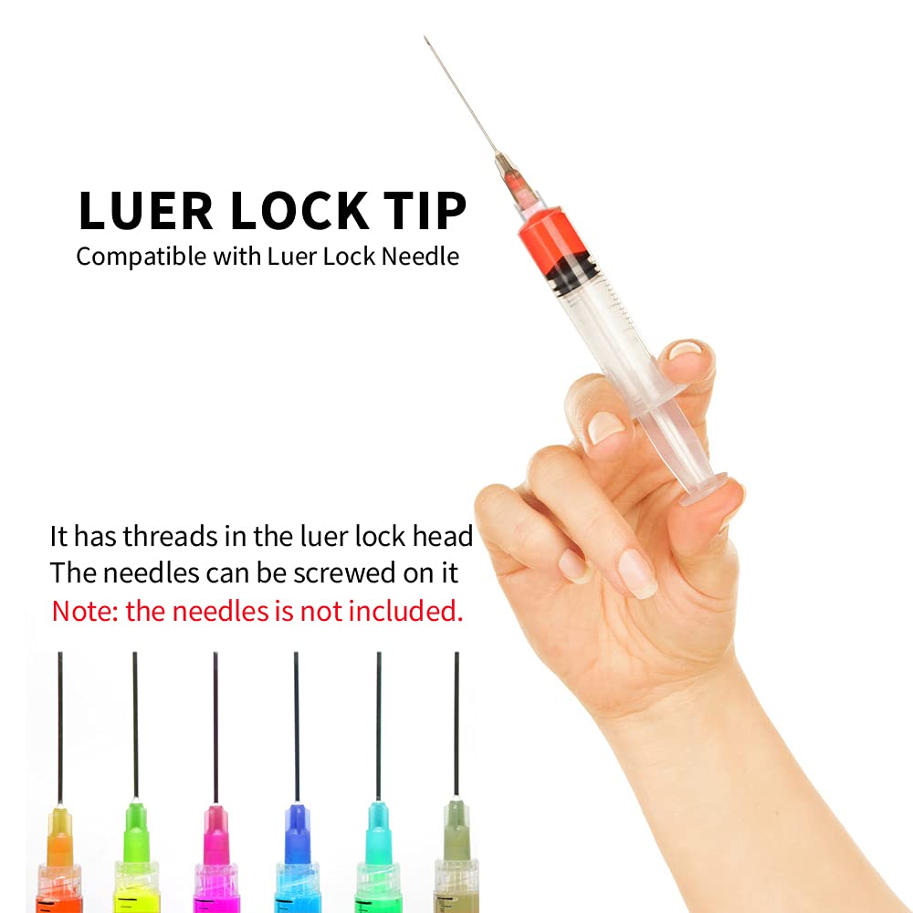 50 Pack 20mL/cc Plastic Luer Lock Syringes Without Needle, Individually Sterile Wrapped, with Tip Cap, for Liquid,Scientific Labs, Measuring, Dispensing