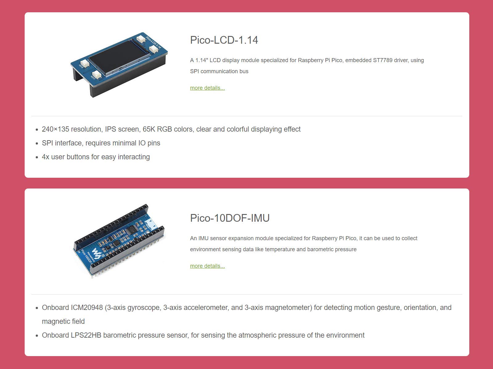Raspberry Pi Pico Evaluation Kit (Type B) RPi Pico with Pre-Soldered Header+1.14 inch LCD Display+10-DOF IMU Sensor+GPIO Expander+Dual GPIO Expander