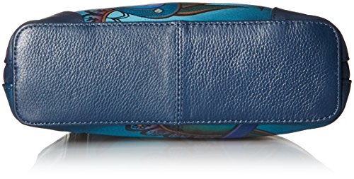 Anna by Anuschka Women's Hand Painted Leather Small Multi Compartment Zip-Around Organizer, Denim Paisley Floral