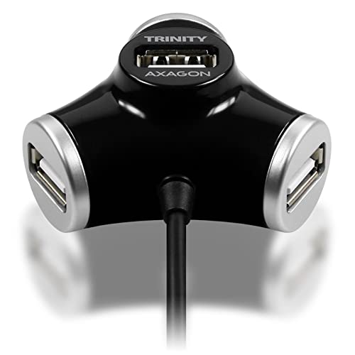 Axagon HUE-X3B USB 2.0 480Mbit/s Black Hub & Concentrator (USB 2.0, USB 2.0, 1.2 m, 480 Mbps, Black, 65 mm)