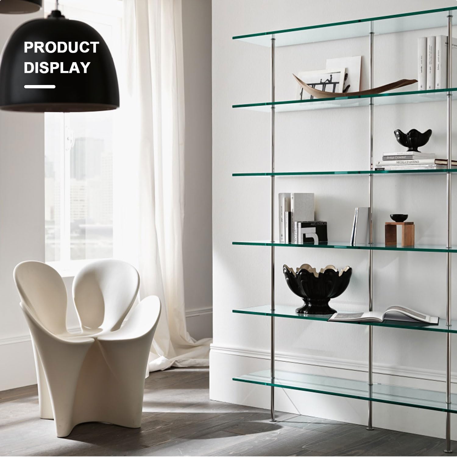 5 pcs 12" x 12" Tempered Rectangle Glass Floating Shelve for Wall-3/16 Thick -Pencil Polished Float(Without Stent )