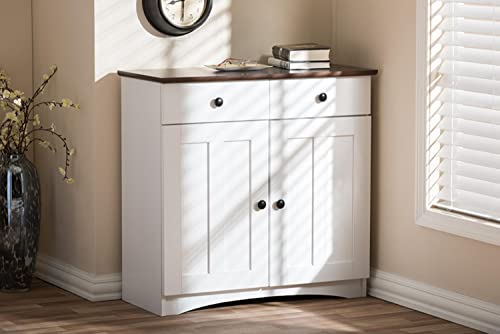 Baxton Studio DR 883400-White/Wenge Cabinet, White/Dark Brown