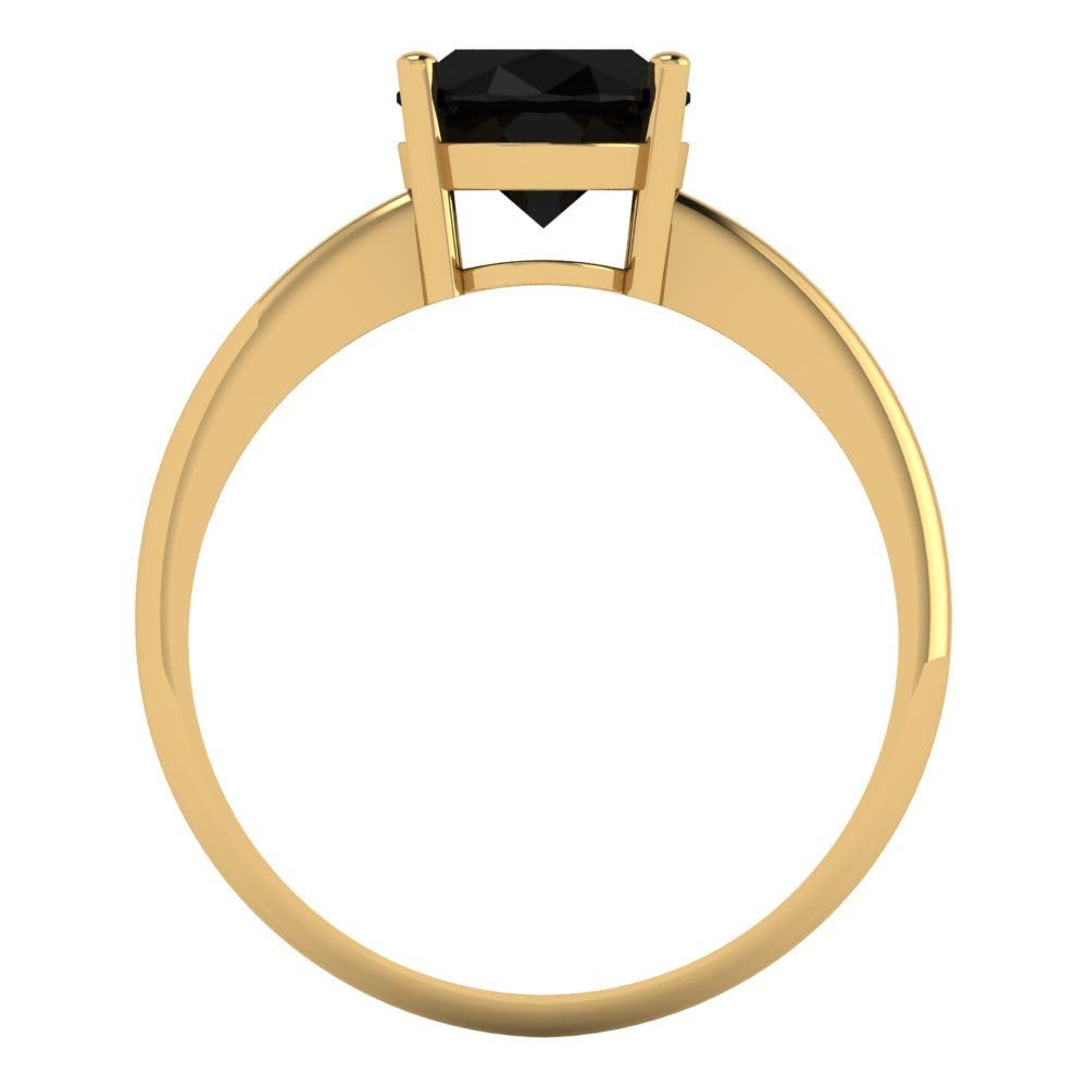 2.0 ct Oval Cut Solitaire Natural Black Onyx Engagement Wedding Bridal Promise Anniversary Ring 18K Yellow Gold Size 3.5