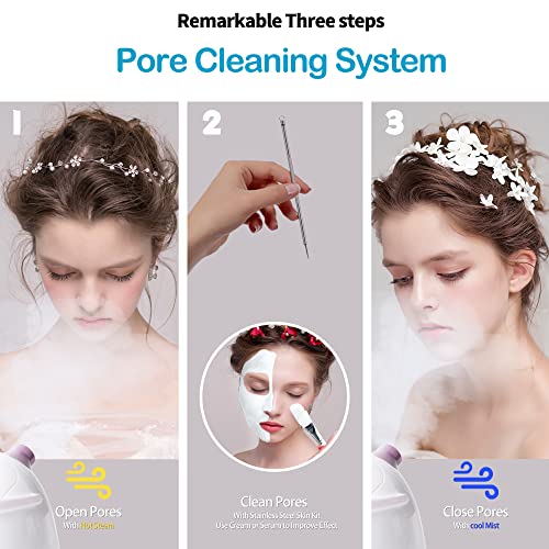 Nano Facial Steamer with Extendable Arm, Cold/Warm/Hot Face Steamer for Facial Spa for Home and Salon, Table Top Face Steam with 7PCS Skin Care Kit