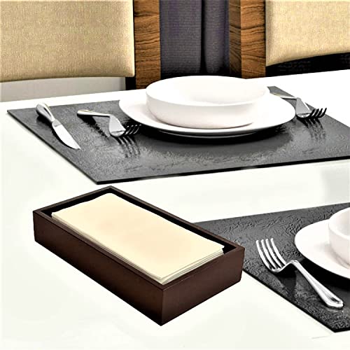 Bamboo Guest Towel Holder In Black (9.75"x 5.50"x 2") – Bathroom Napkin Tray – Multipurpose Organizer & Accessory Box - For Guest Bathroom, Desk, Dining Table, Kitchen Counter & Drawers
