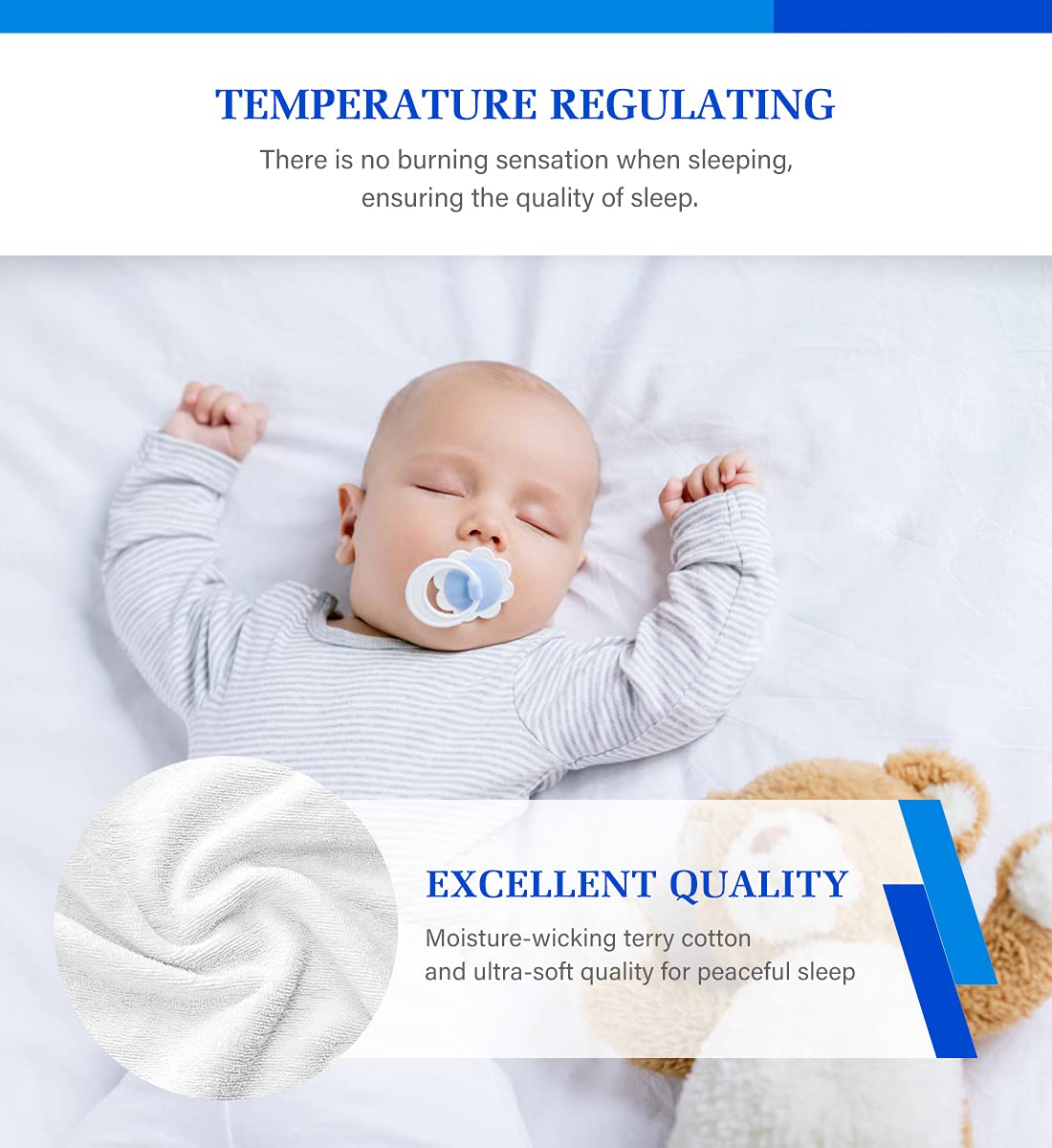 2 Pack Twin XL Mattress Protector,Mattress Cover Noiseless Waterproof Soft Breathable Cotton Terry for Pets Kids Adults 39" x 80" White