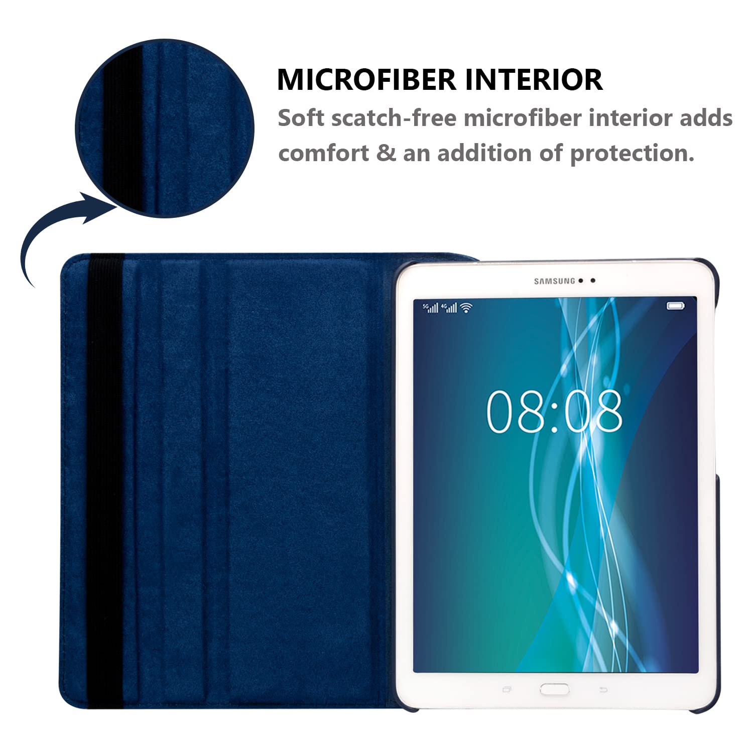 Case for Samsung Galaxy Tab S2 9.7 inch 2015 (SM-T810 T813 T815 T817 T818 T819), 360 Degree Rotating Stand Case Smart Protective Cover, Bonus Stylus Pen,Screen Film (Deep Blue)
