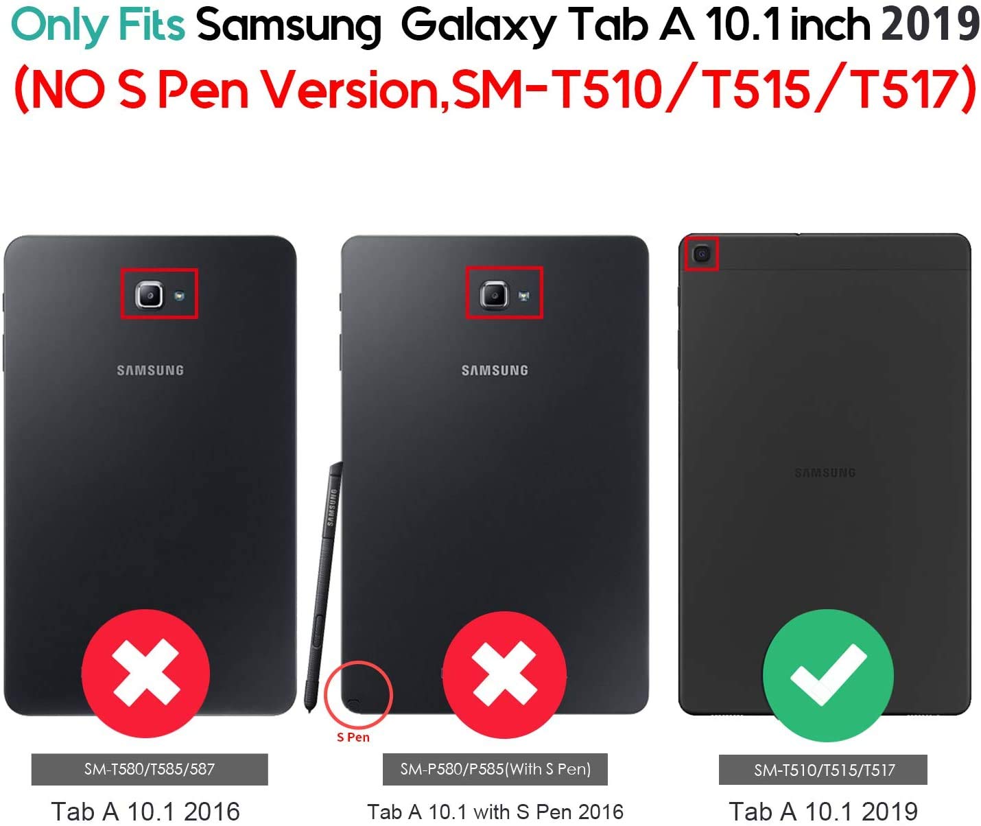 Case for Samsung Galaxy Tab A 10.1 2019 (SM-T510) Premium Slim PU Leather Stand Folding Folio Cover for Samsung Galaxy Tab A 10.1 Inch Tablet SM-T510/T515 2019 Release Modle -Turquoise