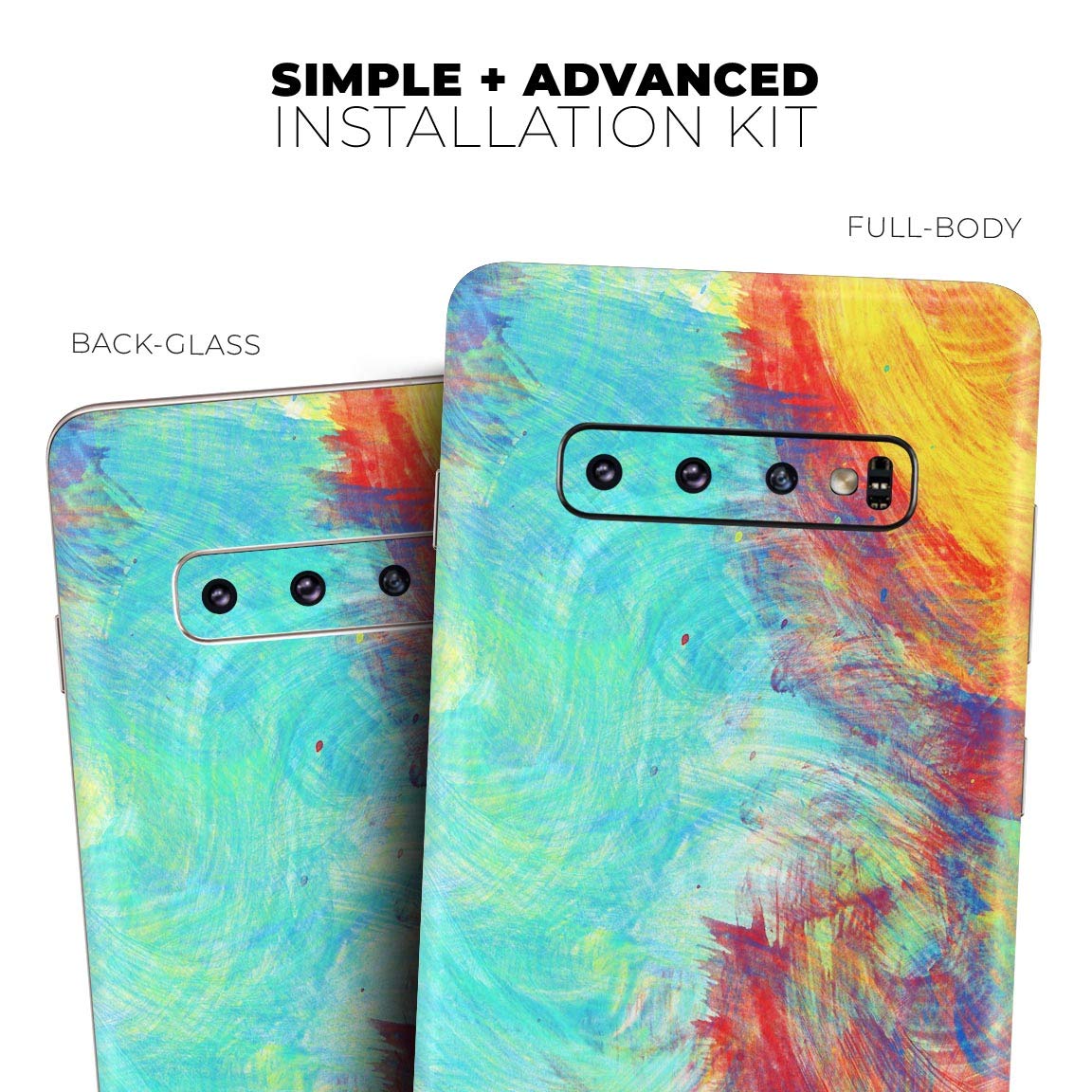 DesignSkinz Vibrant Colored Messy Painted Canvas Protective Vinyl Decal Wrap Skin Cover Compatible with The Samsung Galaxy S20 (Screen Trim & Back Glass Skin)