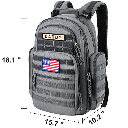 SHARKMOUTH Diaper Bag Backpack for Dad and Mom, Military Molle diaper Pack with Insulated Bottle Holders and Wipe Pocket