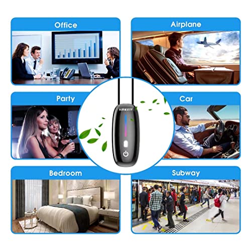 AirKitty A10 Pro Personal Air Purifier Necklace, Rechargeable Portable Air Purifier wearable for travel Office Airplane and Home, Ionizer Air Purifier(Touch Switch)