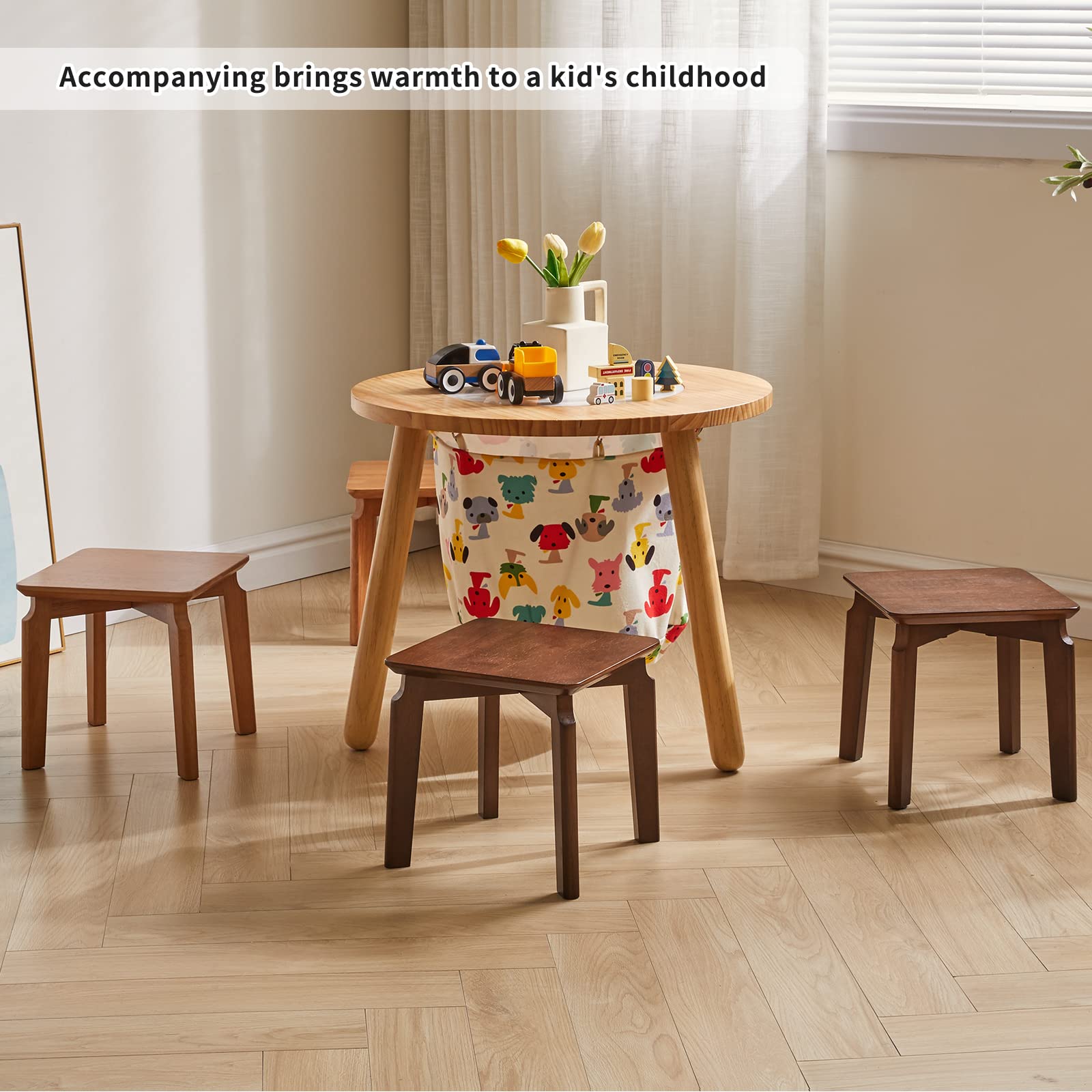 Aibiju Foot Stool 10inch, Mini Table Desktop Shelf, Wood Riser for Kitchen, Milking Stand, Toddler Step Stool, Small Short Stool, Holds up to 300lbs, Walnut Color SD-1002