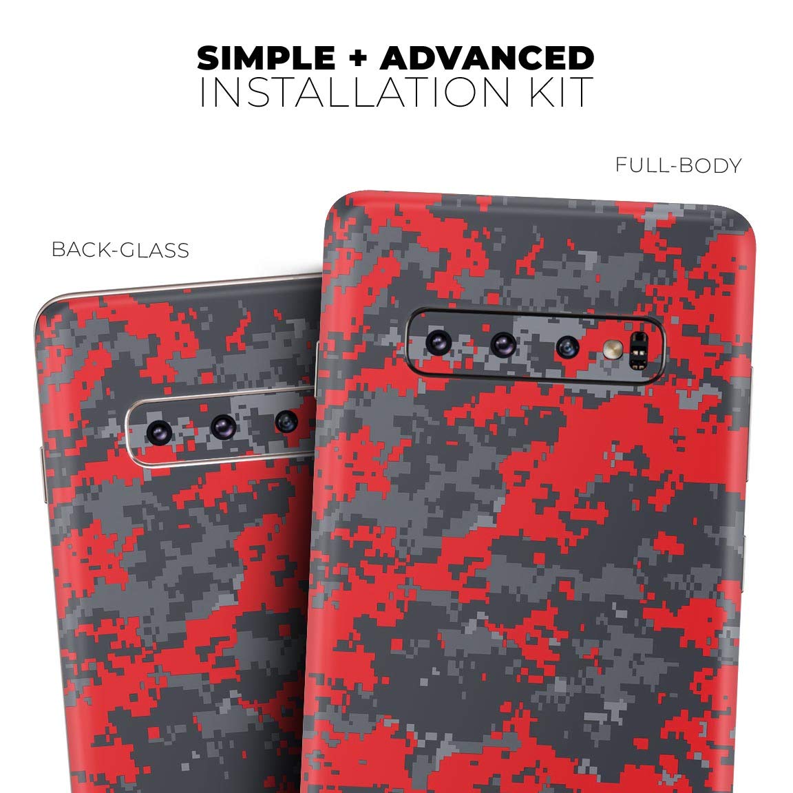 DesignSkinz Red and Gray Digital Camouflage Protective Vinyl Decal Wrap Skin Cover Compatible with The Samsung Galaxy S20 (Screen Trim & Back Glass Skin)