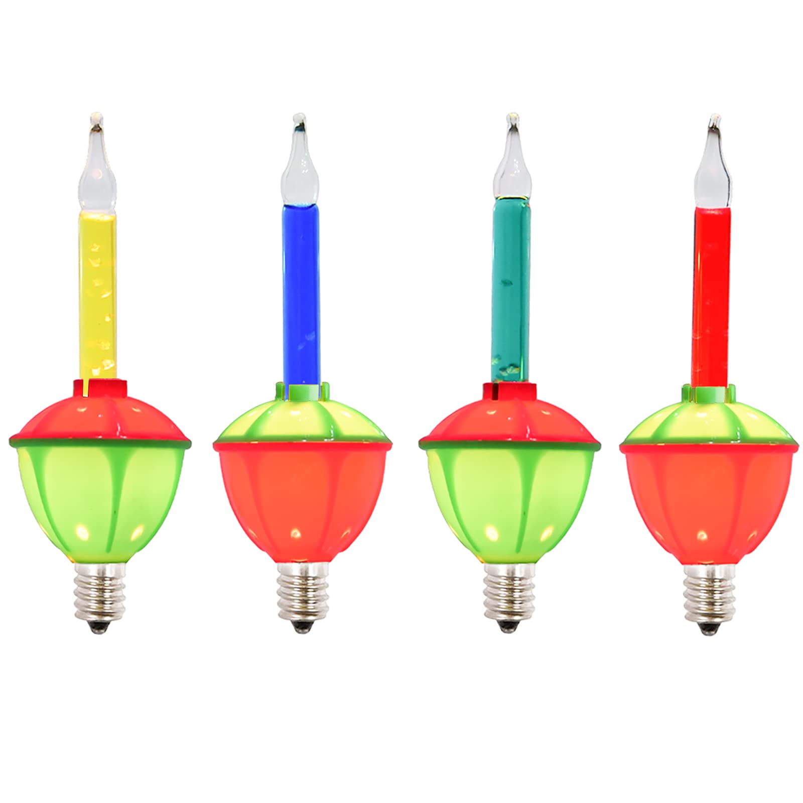 4 Pack Multicolor Christmas Bubble Light Replacement Bulbs, Vintage Bubble Light Replacement Bulbs with Colorful Liquid, Night Lights Bulb for Indoor Outdoor Christmas Tree Decorations, E12 Base, 5W