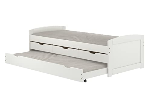 ADEPTUS Solid Wood Twin Day Bed with Trundle and Drawers