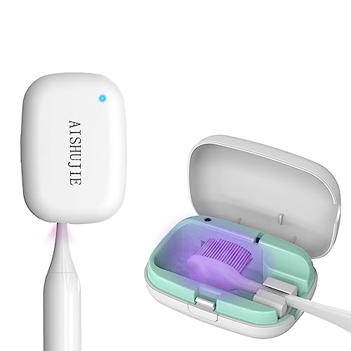AISHUJIE Travel Toothbrush Sterilizert Case,Toothbrush Cover with Sterilizert, 99.9% Cleaning Effect, Fits Most Types&Sizes Toothbrushes, for Home,Travel and Camp(White)