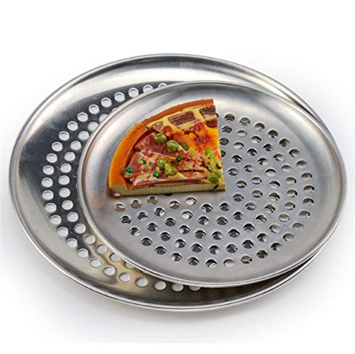 2 pcs Pizza Pans with Holes 10inch 12inch Non-Stick Round Pizza Baking Tray Plate Bakery pizza tools oven outdoor metal Oven Tray Pizza Tray