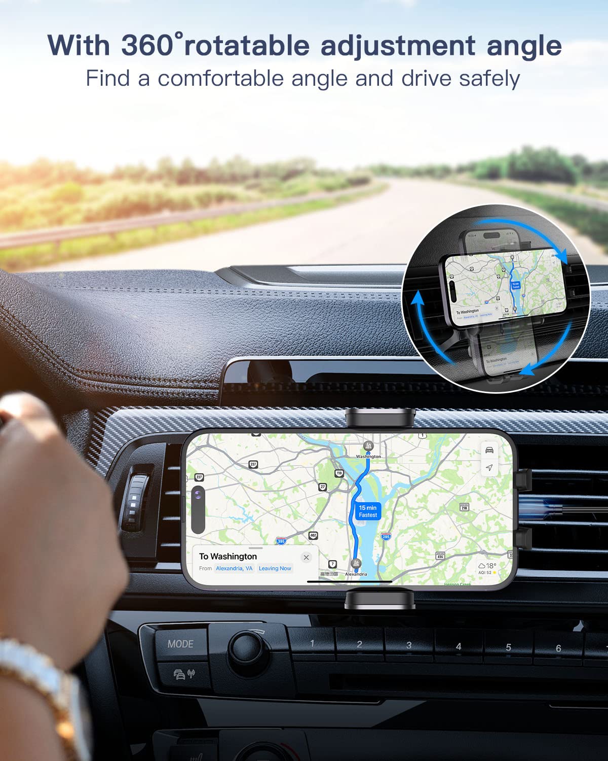 ๐ฎ๐ฌ๐ฎ๐ฏ ๐ก๐ฒ๐ Weetla Wireless Car Charger,Charging Auto-Alignment, Air Vent 360ยฐ Adjustable Auto-Clamping Car Phone Holder Mount Wireless Charging for iPhone 15/14/13/12/11/Pro Max (Gray)