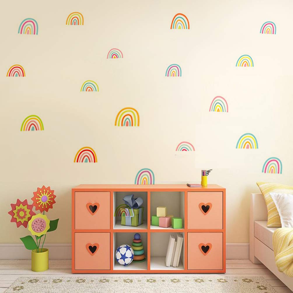 DEKOSH Rainbow Wall Stickers - Peel & Stick Set of 11 Rainbows for Kids Room Decor