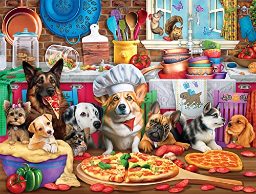 Buffalo Games - Pizza Time Pups - 750 Piece Jigsaw Puzzle & Beachcombers - 750 Piece Jigsaw Puzzle Multicolor, 24" L X 18" W