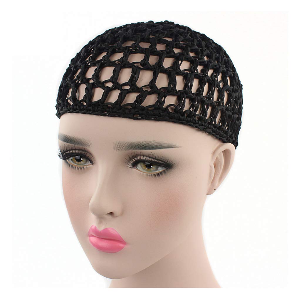 Bettli Thick and Short Hair Net Snoods Women Hair Net for Sleeping Black Pack of 3