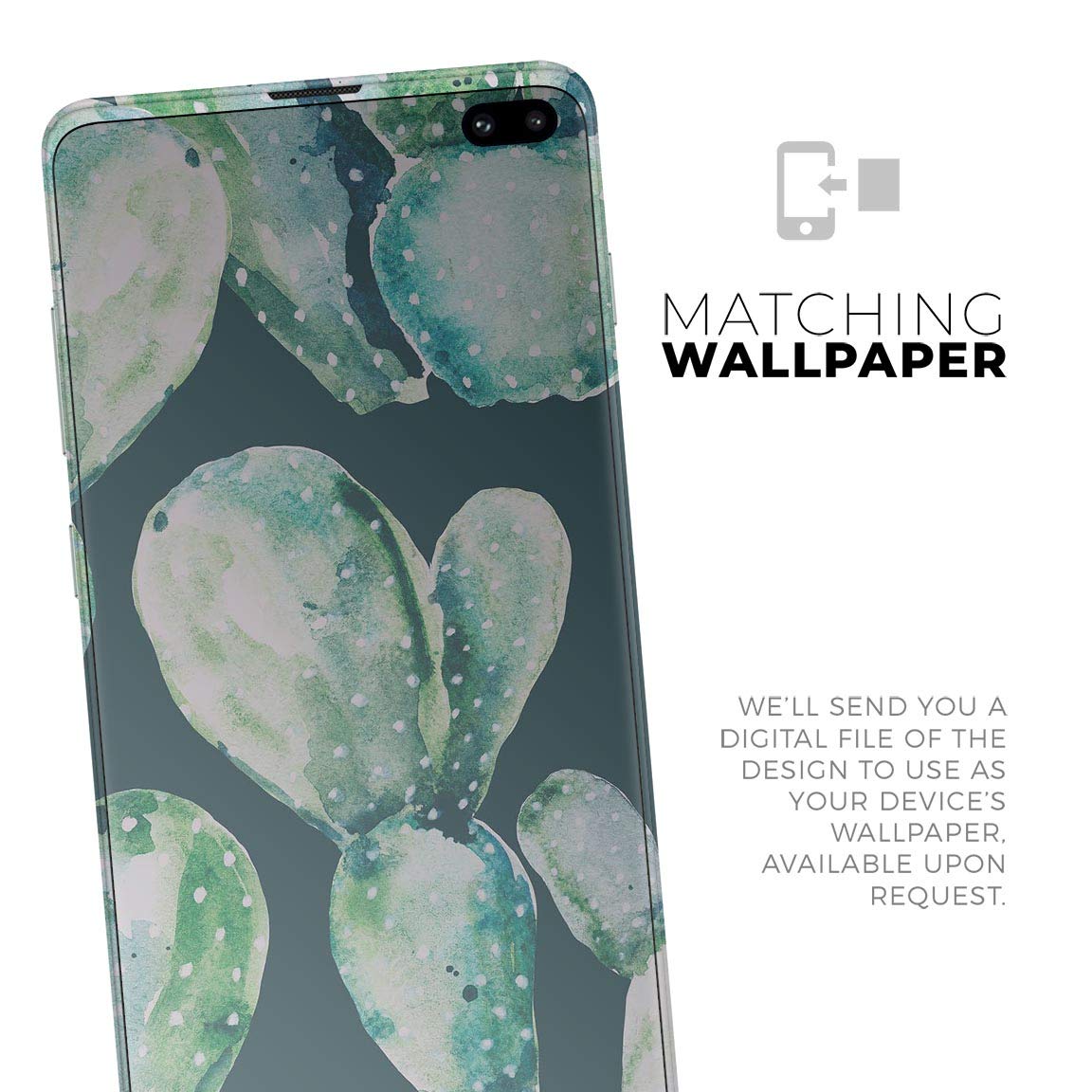 DesignSkinz Watercolor Cactus Succulent Bloom V7 Protective Vinyl Decal Wrap Skin Cover Compatible with The Samsung Galaxy S20 (Screen Trim & Back Glass Skin)