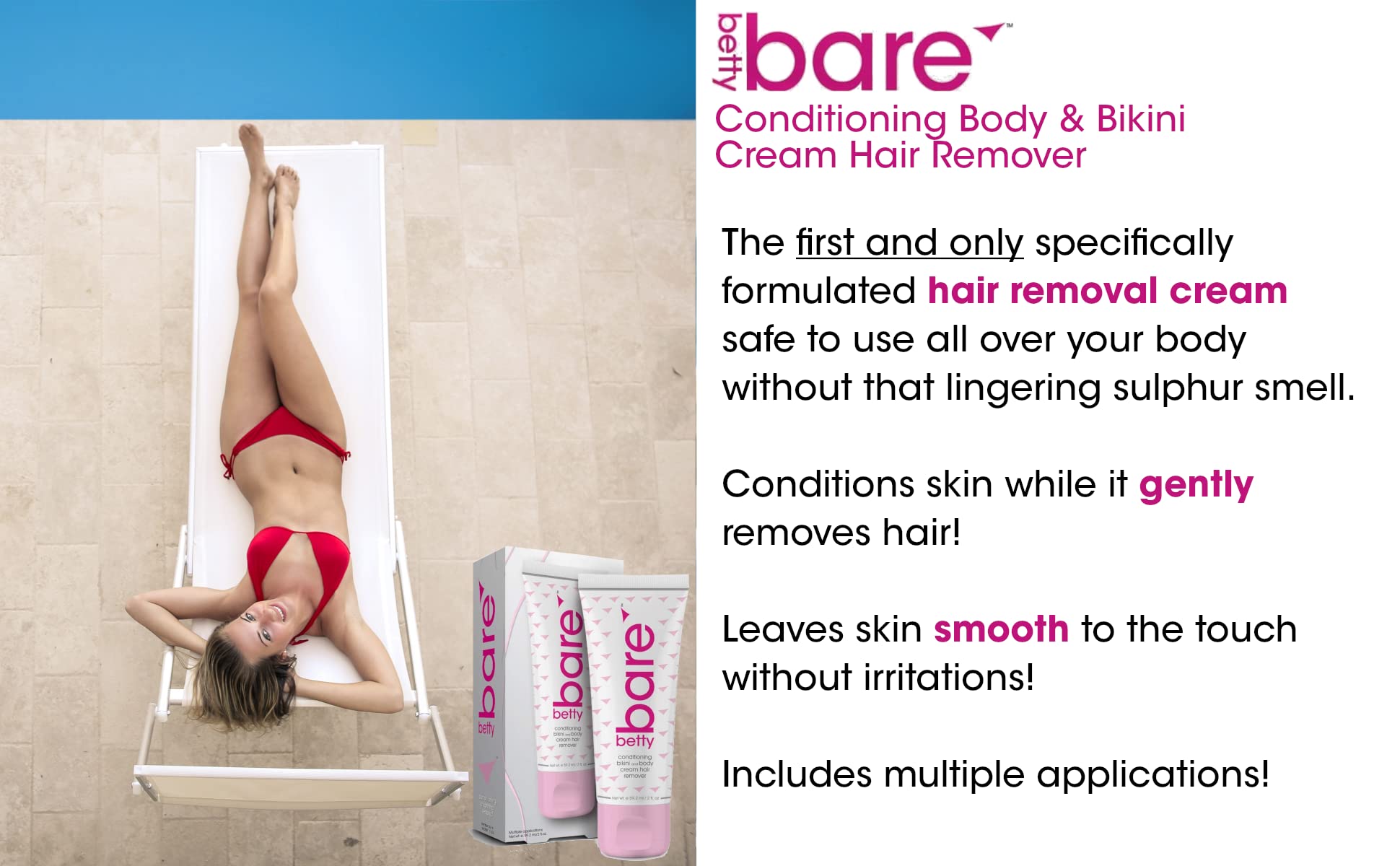 Bettybare Condtitioning Body and Bikini Cream Hair Remover 2. ounce