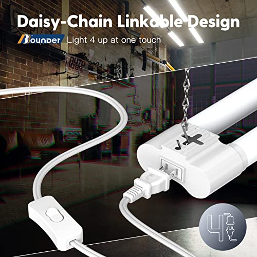 BBOUNDER 20-Pack Linkable LED Utility Shop Light, 4 FT, 4000 LM, 6500K Cool Daylight, 48 Inch Integrated Fixture for Garage, 40W Equivalent 250W, Surface + Suspension Mount, White