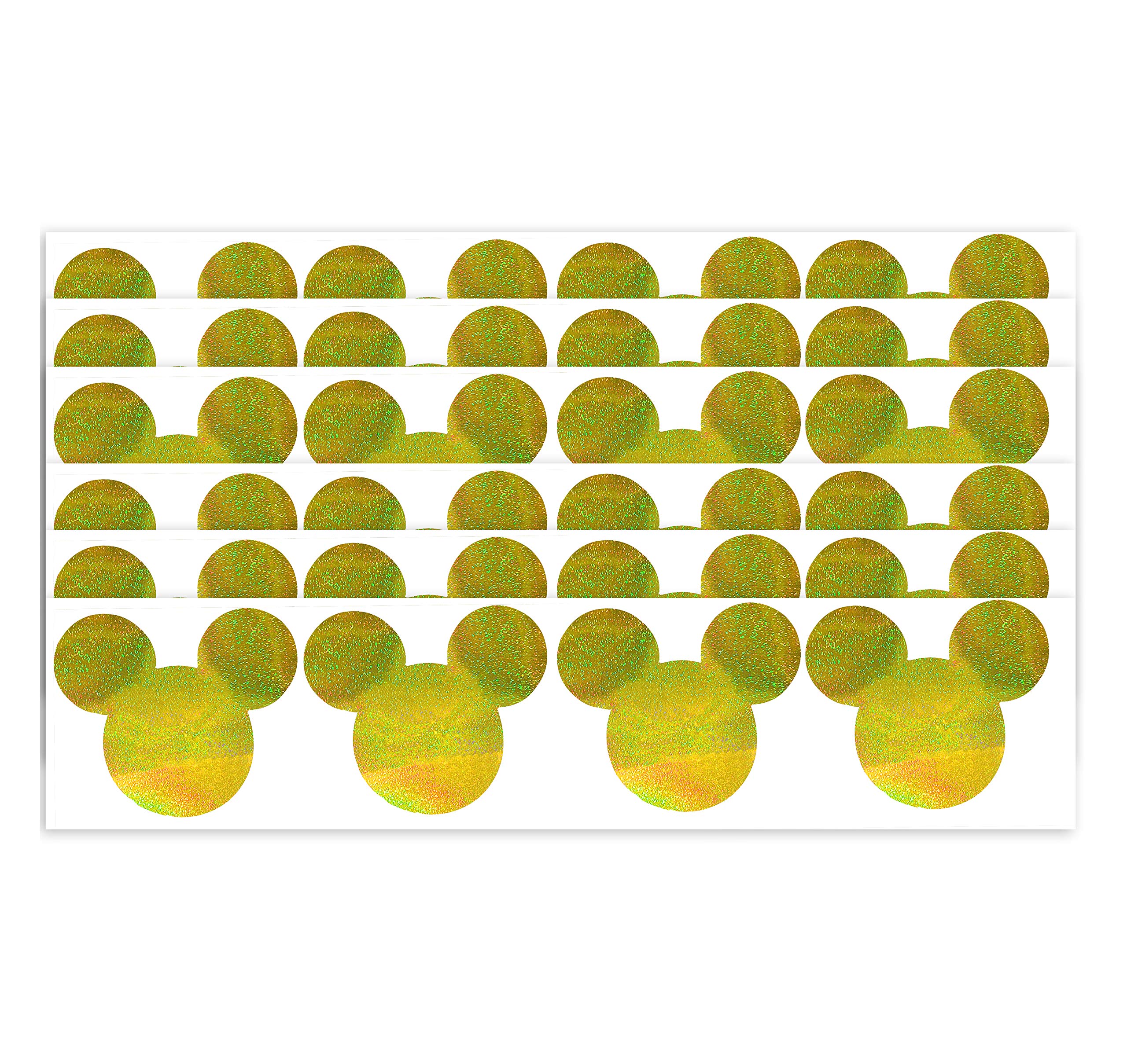 2.38 x 2 inch Glitter Mickey a Birthday Minnie Sticker Metallic Foil Mickey a Mouse Head Ear Labels for Parties-100 Pack (Color B)