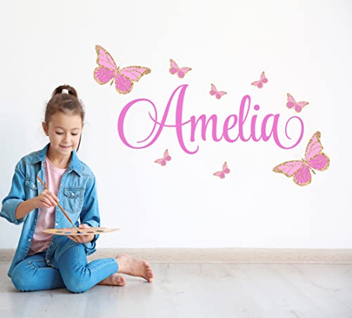 Butterfly Wall Decals - Custom Name Wall Decal β Baby Girl Wall Decor - Personalized Name Wall Decals for Girls β Kids Bedroom Nursery Decor - Butterflies Sticker