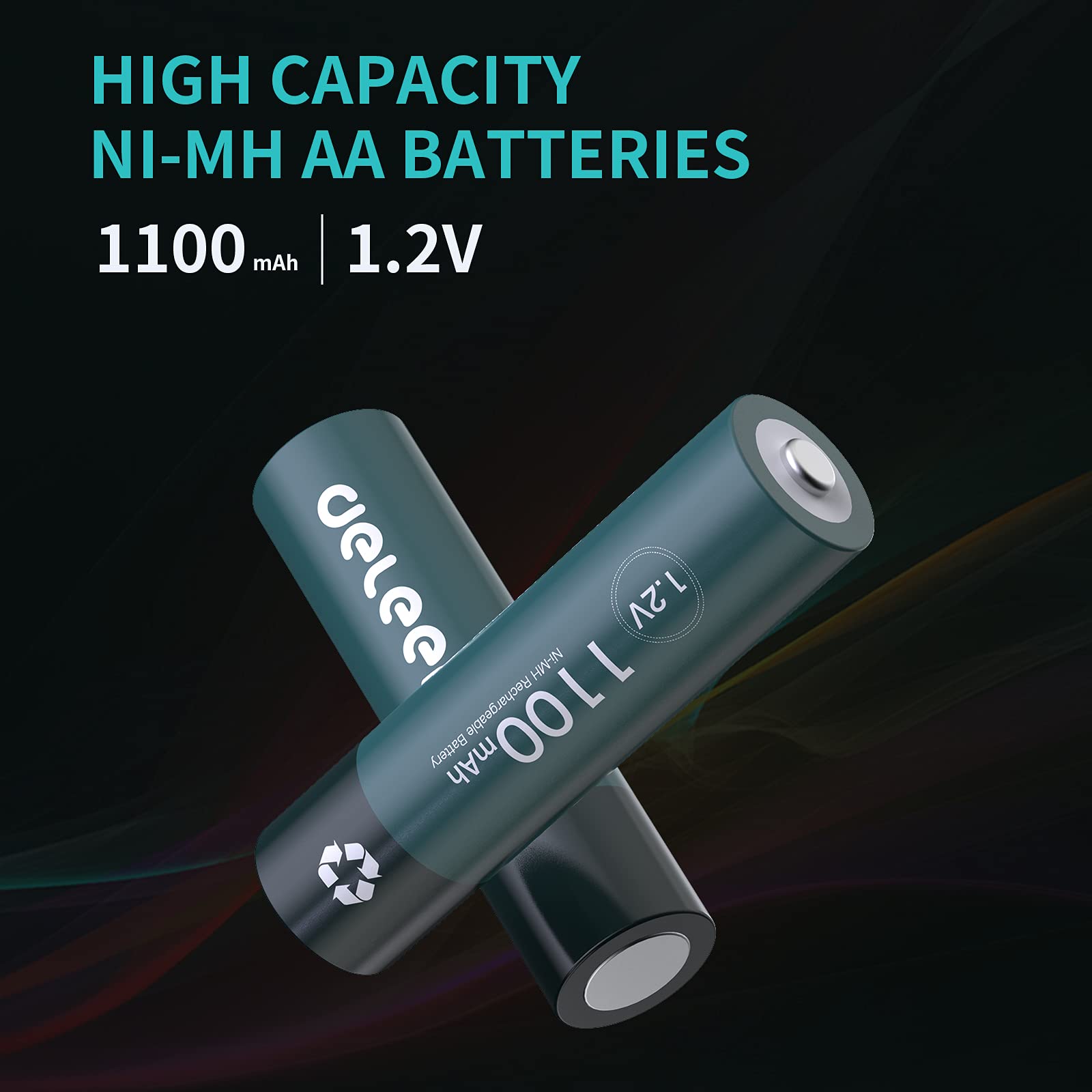 Deleepow AAA Rechargeable Batteries, High Capacity 1100mAh NiMH AAA Battery 1200 Cycles 1.2v Pre-Charged Triple A Batteries, Low Self Discharge, Pack of 16
