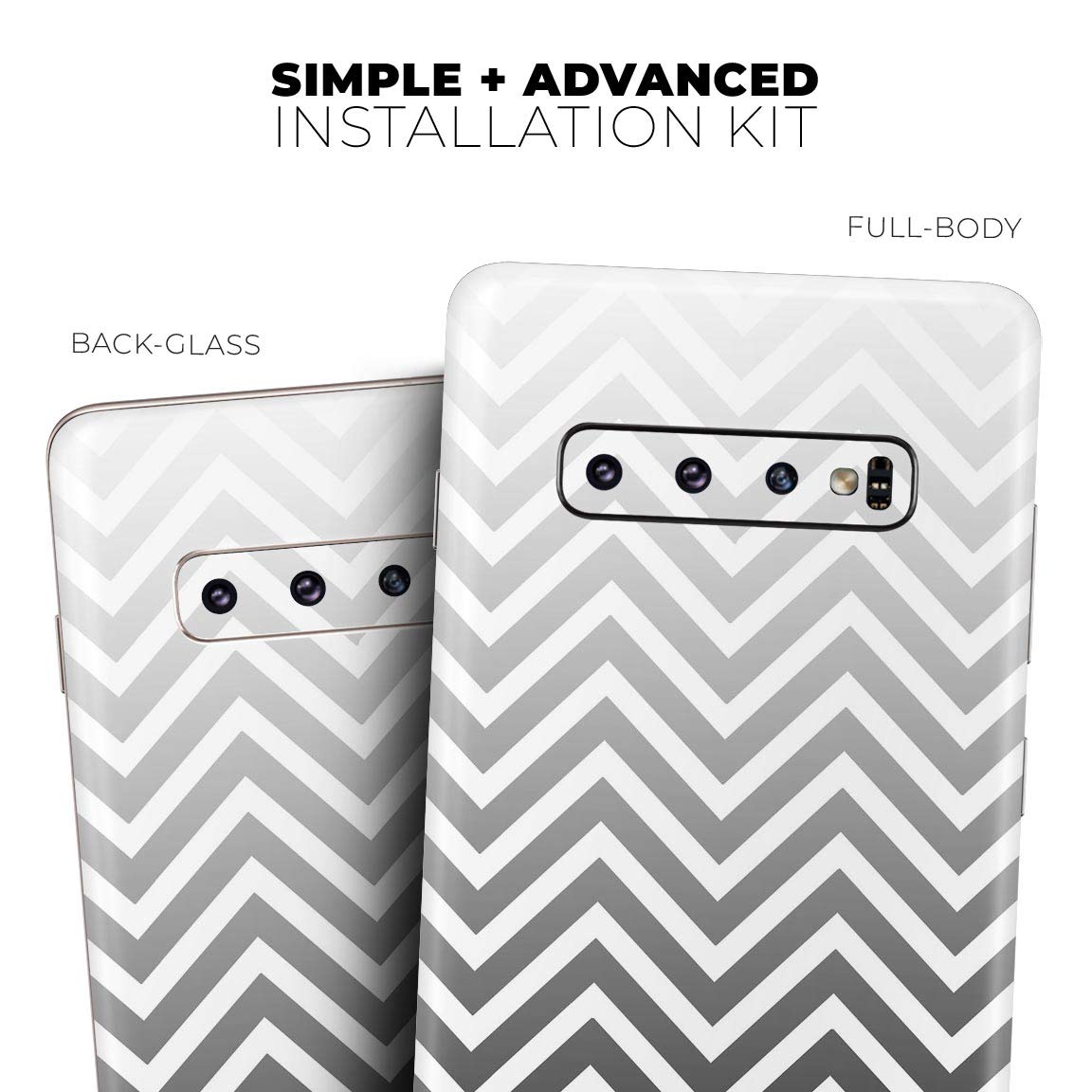 DesignSkinz White & Gradient Sharp Chevron Protective Vinyl Decal Wrap Skin Cover Compatible with The Samsung Galaxy S20 (Screen Trim & Back Glass Skin)