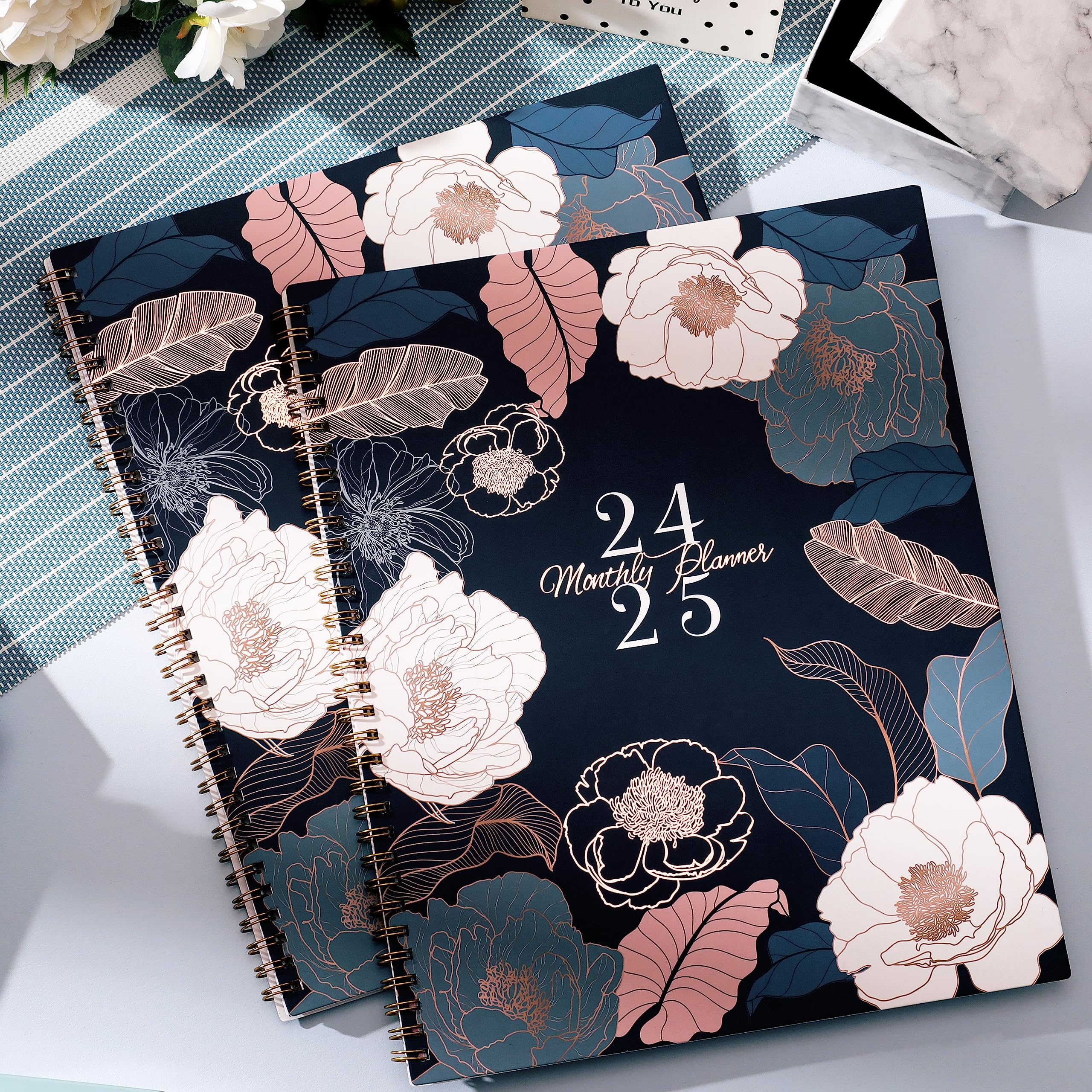 2024-2025 Monthly Planner/Calendar - Jan. 2024 - Dec. 2025, Monthly Planner 2024-2025, 9" × 11", Two-Year Monthly Planner with Flexible Cover, Twin-Wire Binding, Monthly Tabs, Pockets, Thick Paper -
