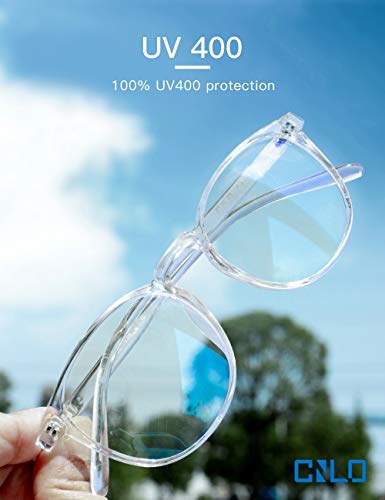 CNLO Blue light blocking Glasses,Computer Glasses,Gaming Glasses,TV Glasses,For UV Protection, Anti Eyestrain,Lightweight Frame Eyewear,Men/Women (Crystal)