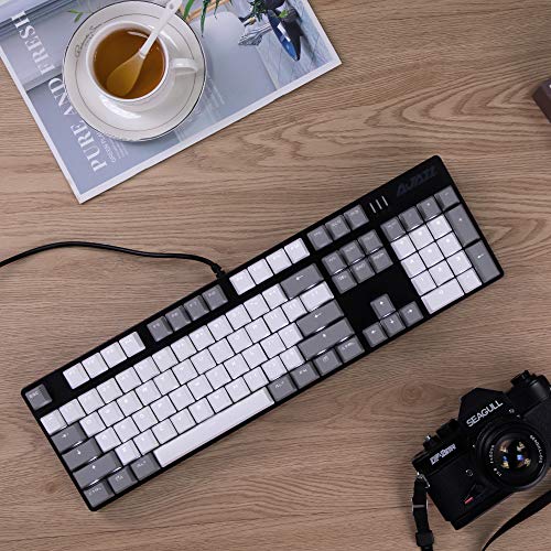 AK50 Wired Classic 104 Mechanical Gaming Keyboard – Black Switches - PBT Keycaps – Grey-White Matching – White Backlit - Durable Aluminum Frame – for Windows Computer Office Gaming PC - Black