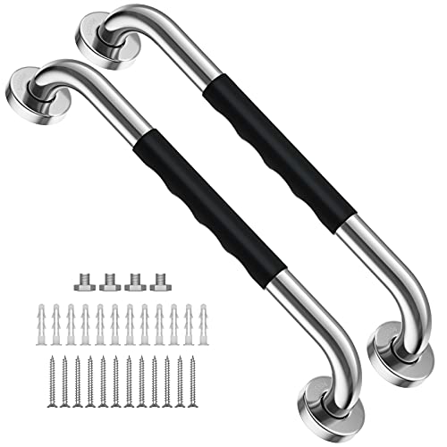 2 Pack 16 Inch Shower Grab Bar w/Anti Slip Rubber Grip,ZUEXT SUS304 Stainless Steel Bath Grab Bar,Bathroom Balance Bar,Wall Mount Safety Handrail Support,Handicap Injury Elderly Senior Assist Handle