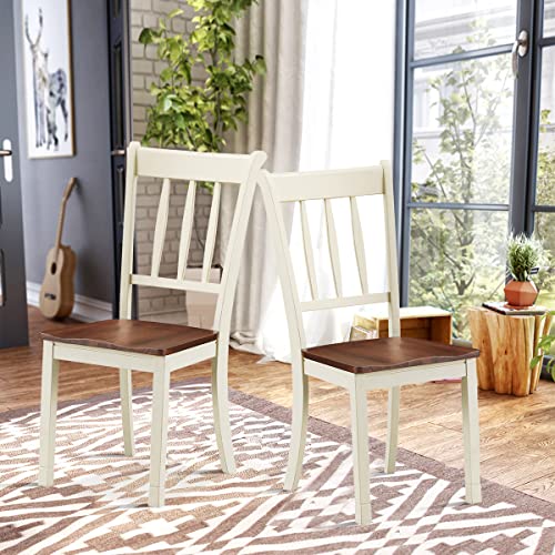 Giantex Solid Wood Dining Chairs Set of 2, Farmhouse Armless Kitchen Chair with Rake Back, Wooden Whitesburg Dining Room Chairs