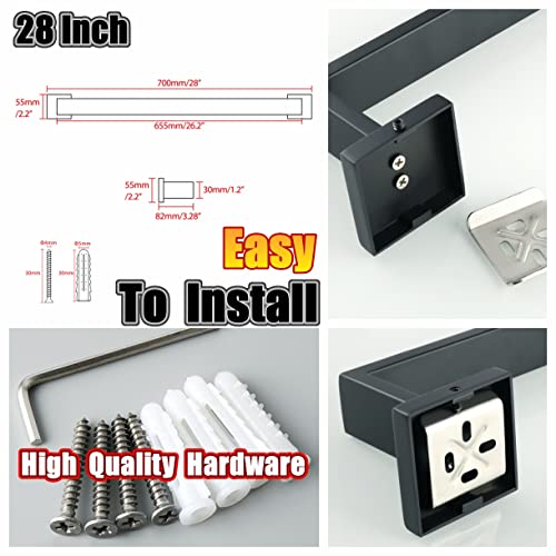 Alise Bath Towel Bars,28 Inch Towel Holder Towel Racks for Bathroom and Lavatory,SUS304 Stainless Steel Hand Towel Hanger Towel Rail Wall Mount,Matte Black