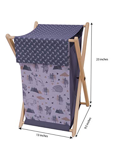 Bacati Woodlands Grey/Beige Neutral Cotton Hamper, Beige/Grey